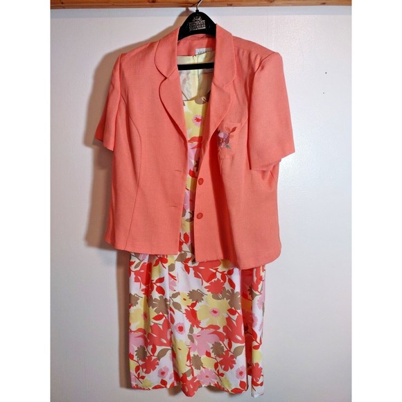 Koret | Dresses | Koret Womens 8 Floral Peach Dress Jacket Set Formal ...